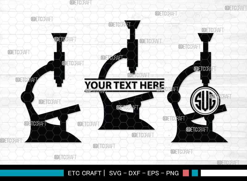 Microscope Monogram, Microscope Silhouette, Microscope SVG, Lab Tool ...