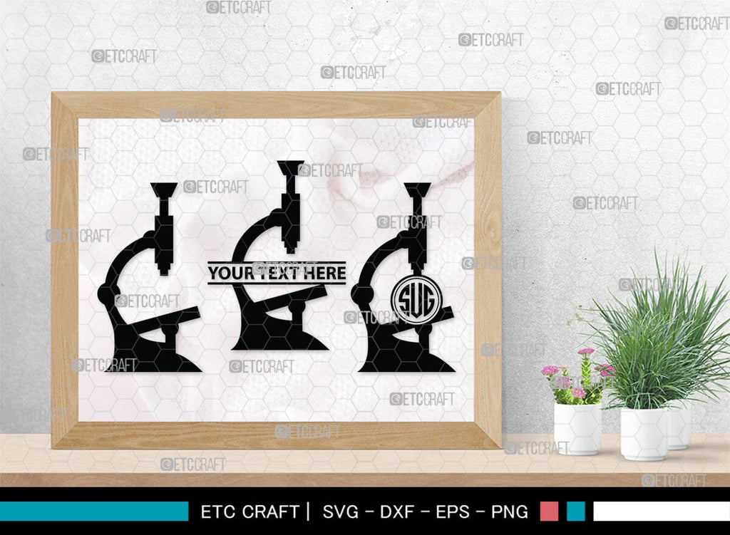 Microscope Monogram, Microscope Silhouette, Microscope SVG, Lab Tool ...
