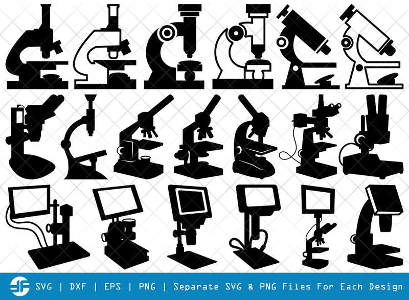 Microscope SVG Cut Files | Microscope Silhouette Bundle - So Fontsy