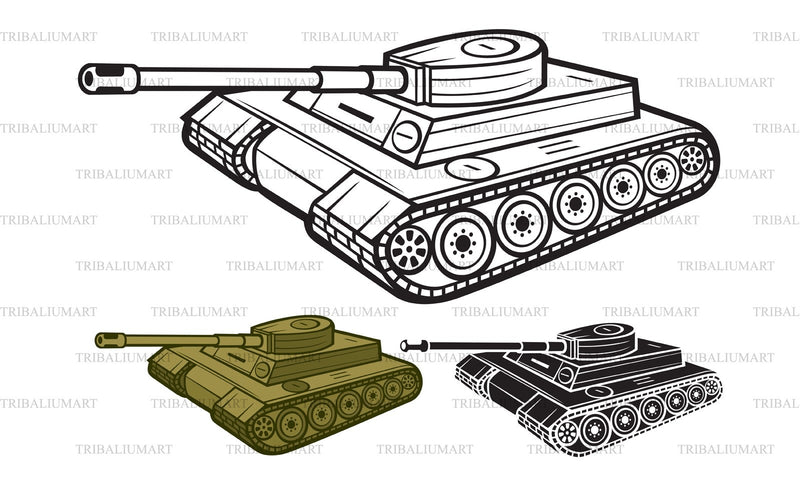 Military tank. Cut files for Cricut. Clip Art silhouettes (eps, svg ...