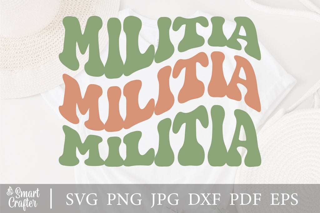 Militia svg, wavy style Stacked EPS PNG Cricut Instant Download - So Fontsy