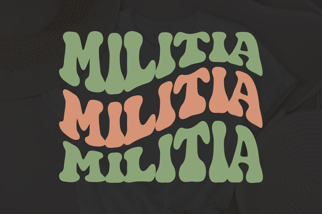 Militia svg, wavy style Stacked EPS PNG Cricut Instant Download - So Fontsy