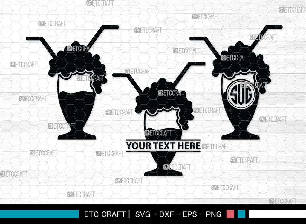 Milk Shake Monogram, Milk Shake Silhouette, Milk Shake SVG, Drink Shake ...