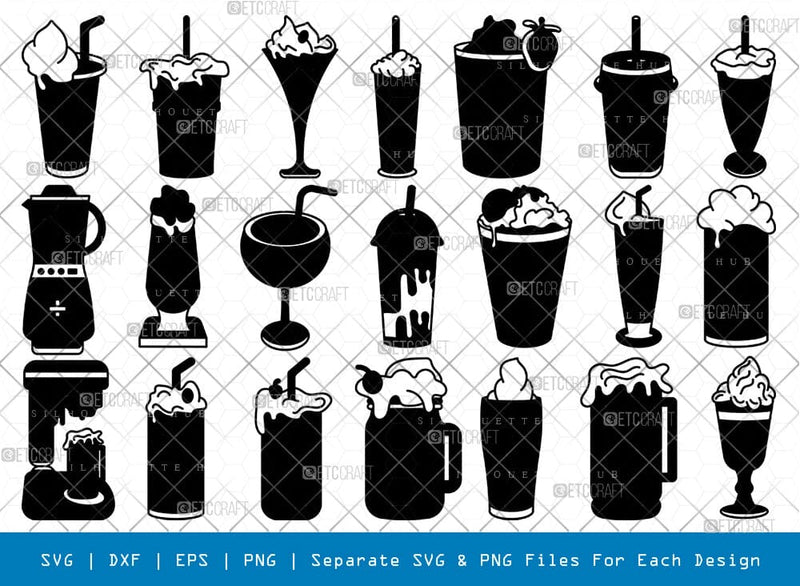Milkshake Silhouette, Milkshake SVG, Iced Coffee Svg, Drink Shake Svg ...