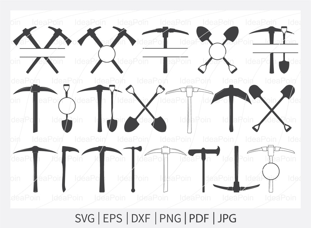 Miner Pickaxe svg bundle, Miner Pickaxe svg, Pickaxe split, Mining svg ...