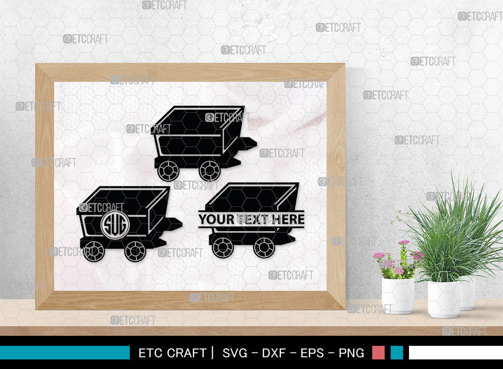 Mining Cart Monogram, Mining Cart Silhouette, Mining Cart SVG, Mining ...