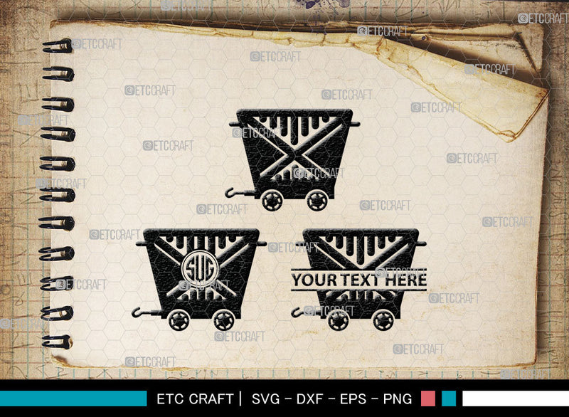 Mining Cart Monogram, Mining Cart Silhouette, Mining Cart SVG, Mining ...