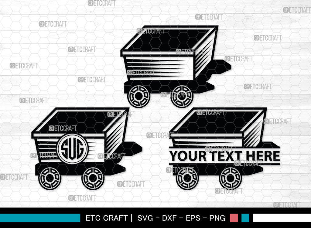 Mining Cart Monogram, Mining Cart Silhouette, Mining Cart SVG, Mining ...