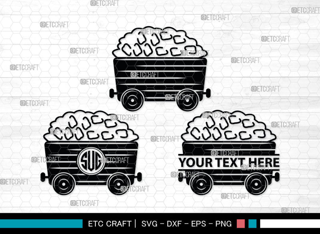 Mining Cart Monogram, Mining Cart Silhouette, Mining Cart SVG, Mining ...