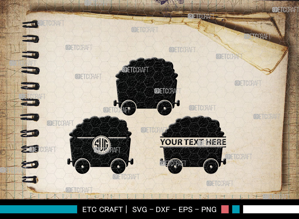 Mining Cart Monogram, Mining Cart Silhouette, Mining Cart SVG, Mining ...