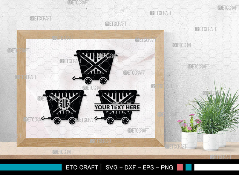 Mining Cart Monogram, Mining Cart Silhouette, Mining Cart SVG, Mining ...