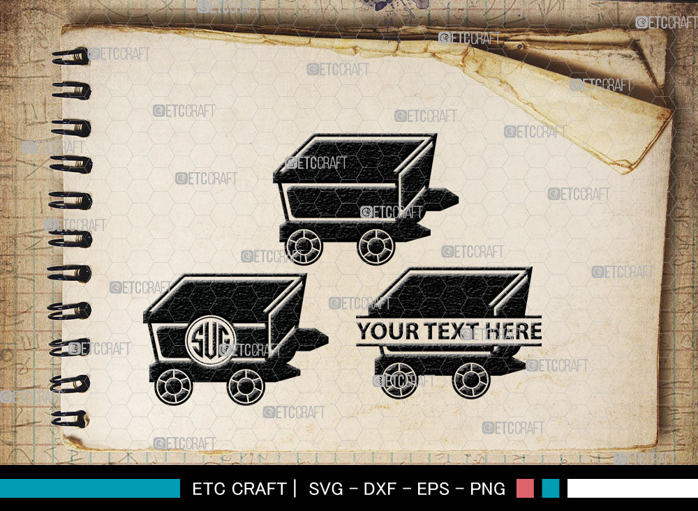 Mining Cart Monogram, Mining Cart Silhouette, Mining Cart SVG, Mining ...
