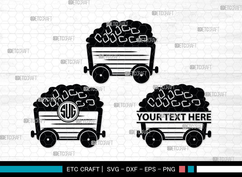 Mining Cart Monogram, Mining Cart Silhouette, Mining Cart SVG, Mining ...