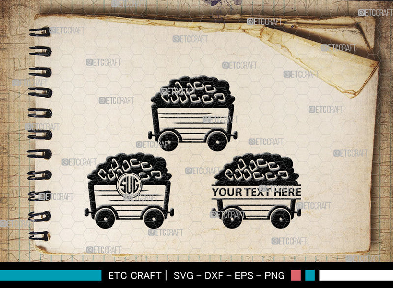 Mining Cart Monogram, Mining Cart Silhouette, Mining Cart SVG, Mining ...