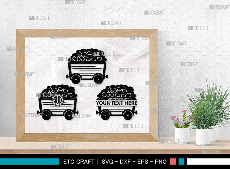 Mining Cart Monogram, Mining Cart Silhouette, Mining Cart SVG, Mining ...