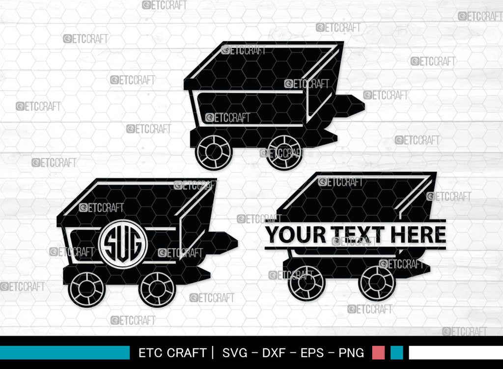 Mining Cart Monogram, Mining Cart Silhouette, Mining Cart SVG, Mining ...