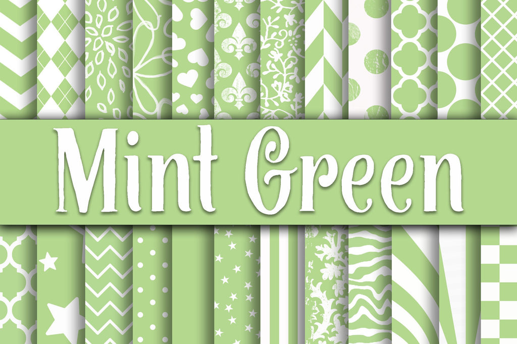 Mint Green Patterns Digital Paper - So Fontsy