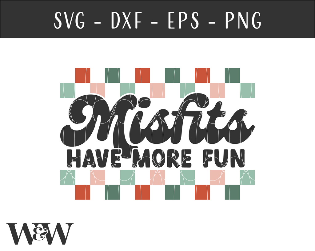 Misfits Have More Fun SVG | Checkered Christmas Shirt - So Fontsy