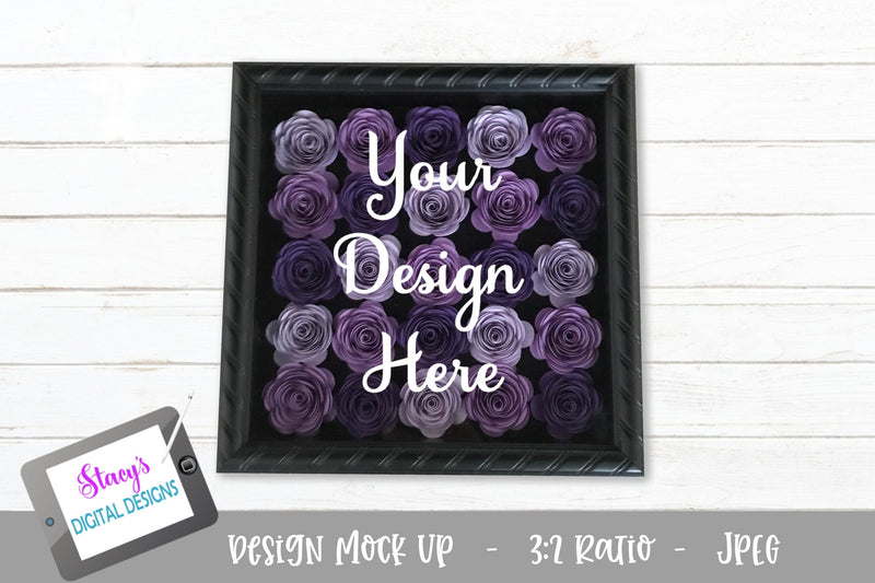 Mockup Bundle - Rolled flower shadow box - 5 mock up photos - So Fontsy