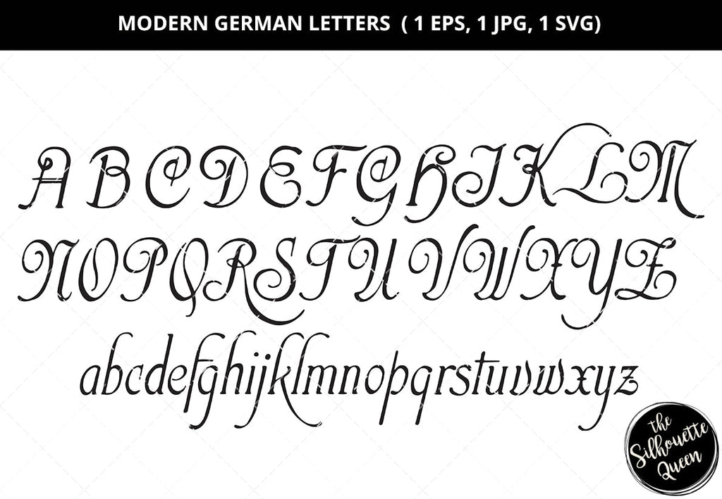 Modern German letter, capital letter svg, small letter svg, decorative ...