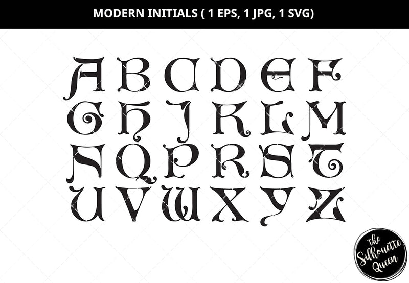 Modern initials svg, modern alphabets svg, modern numbers svg, monogram ...