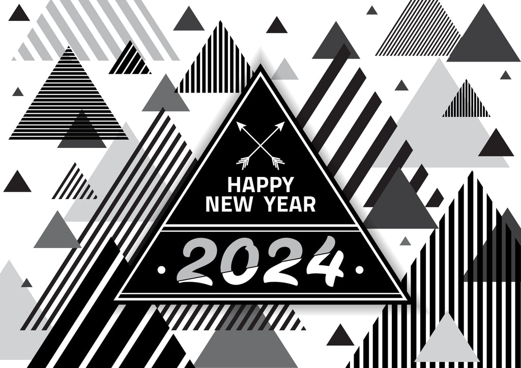 modern triangle line art 2024 logo design in vector illustration. Happy ...