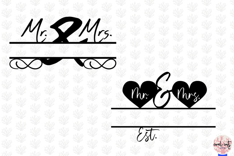 Modern Wedding Split Monogram Bundle EPS SVG DXF JPG PNG - So Fontsy