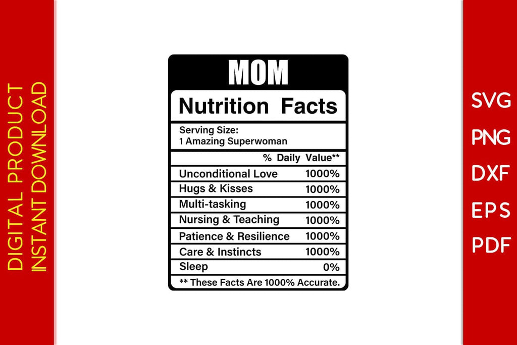 Mom Nutrition Facts SVG PNG PDF Cut File - So Fontsy