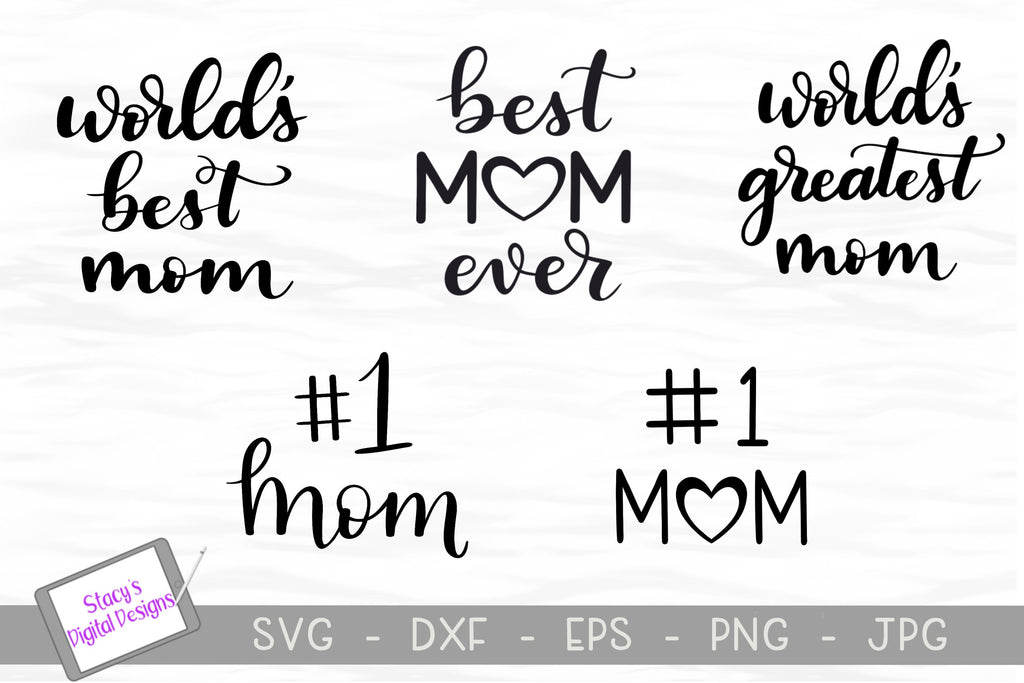 Mom SVG Bundle - 5 Handlettered Mom SVG Designs - So Fontsy