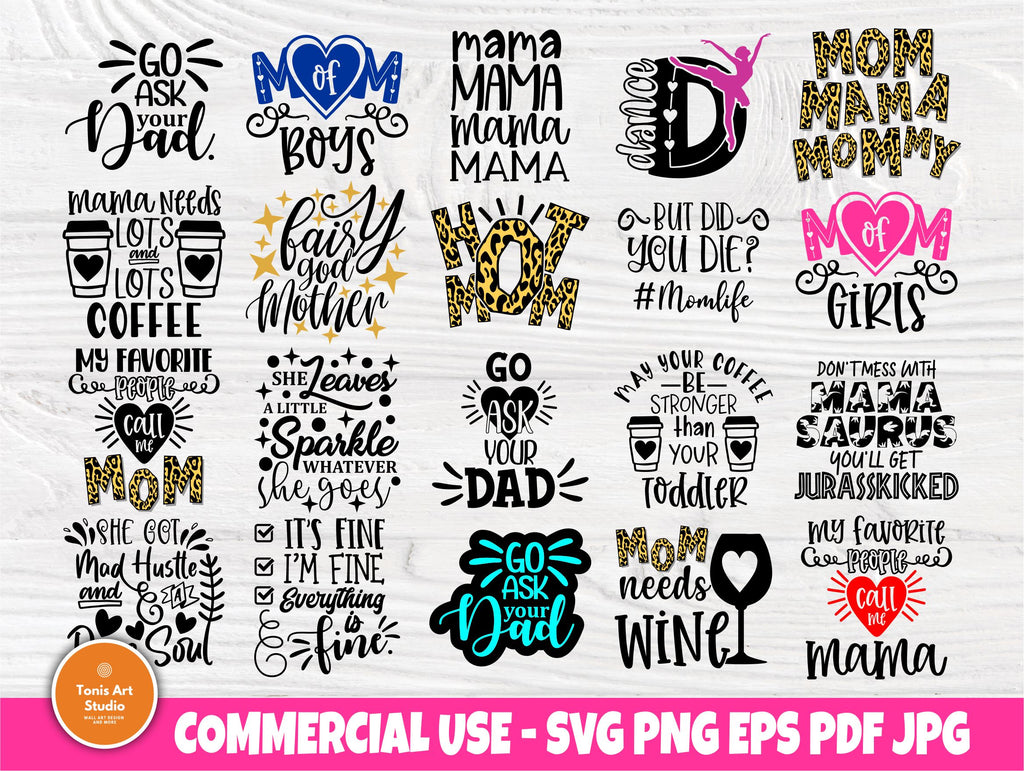 Mom SVG Bundle, Shirt Designs, Mom Life, Mama Svg - So Fontsy