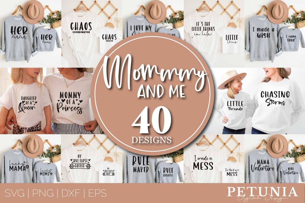 Mommy And Me SVG Bundle | Matching Mom And Me 40 Designs - So Fontsy