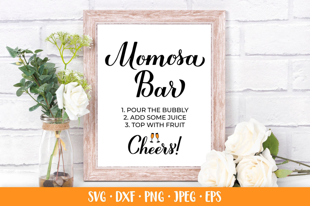 Momosa Bar SVG. Mom-osa bar sign. Mimosa Baby Shower - So Fontsy