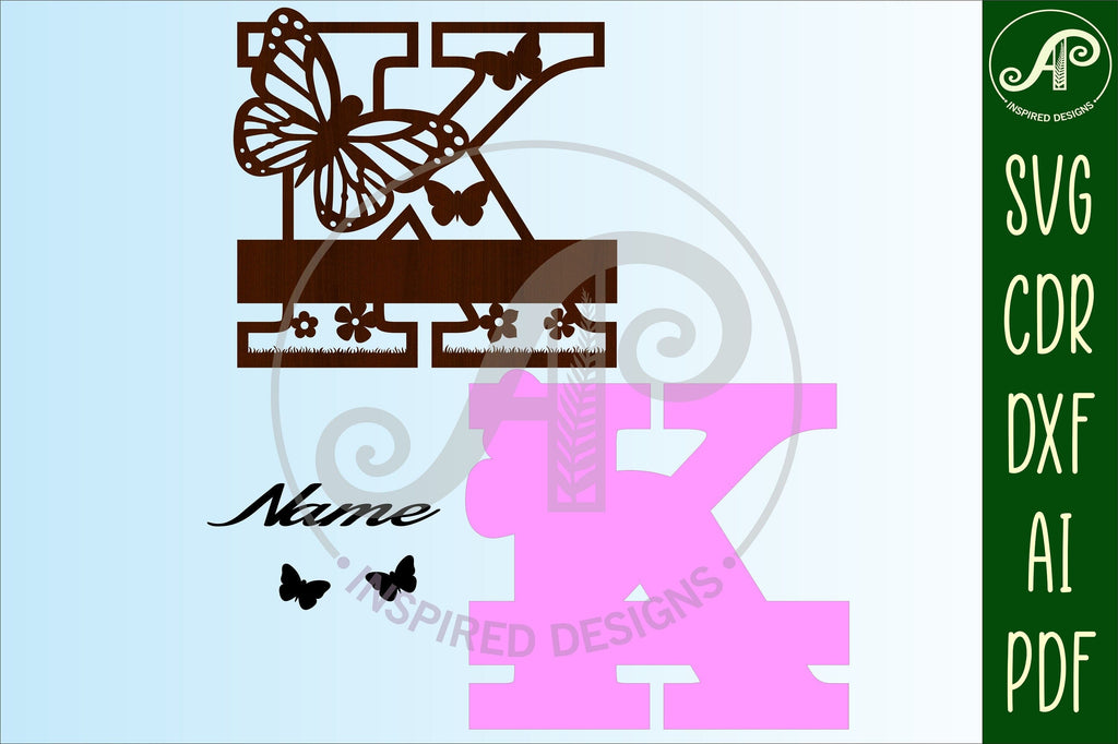 Monarch Butterfly monogram letter Name signs 3 layer design bundle - So ...