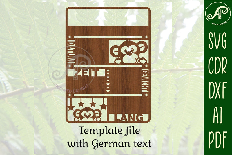 Monkey Baby stats, Birth plaque, announcement sign template - So Fontsy