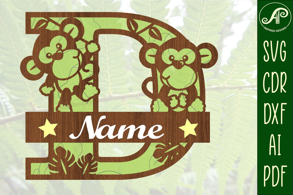 Monkey Capital Monogram Letter D SVG - So Fontsy