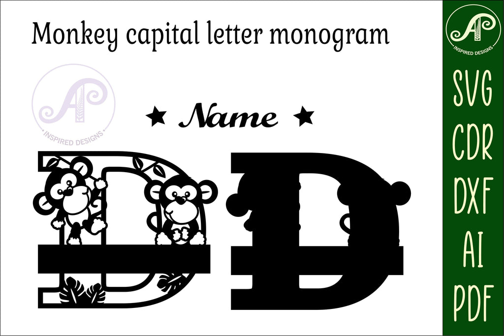 Monkey Capital Monogram Letter D SVG - So Fontsy