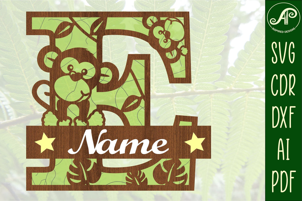 Monkey Capital Monogram Letter E SVG - So Fontsy