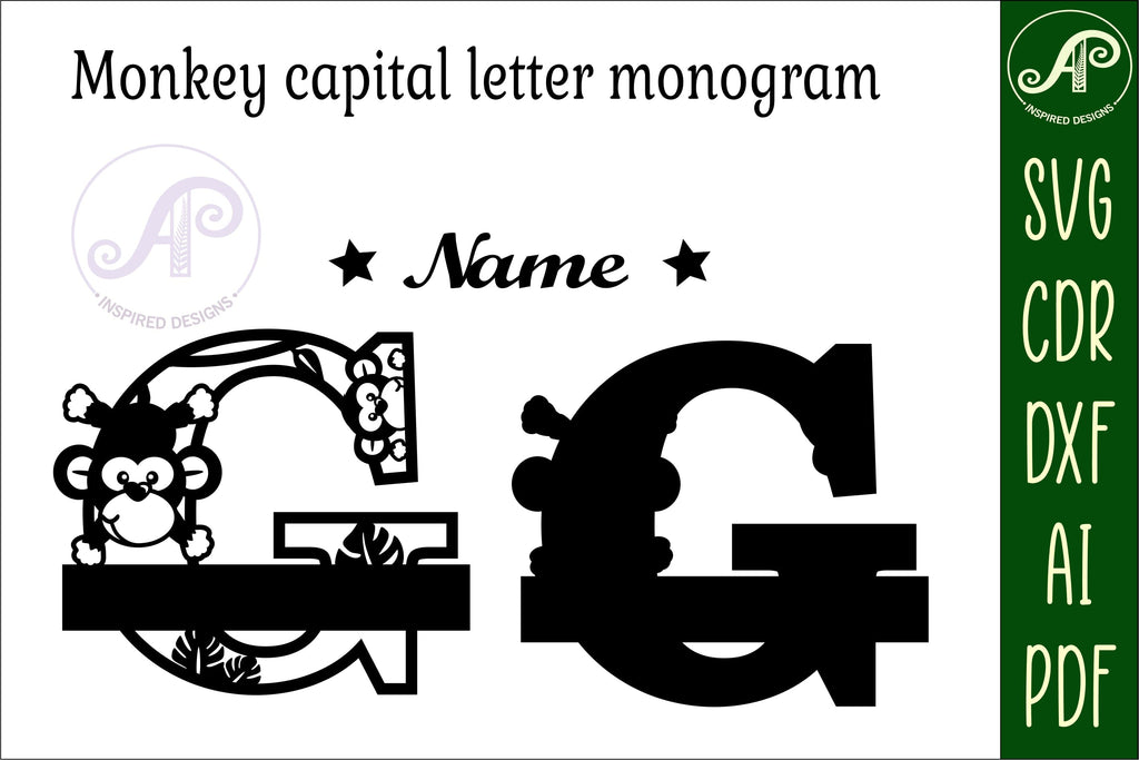 Monkey Capital Monogram Letter G SVG - So Fontsy