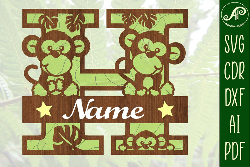 Monkey Capital Monogram Letter H SVG - So Fontsy