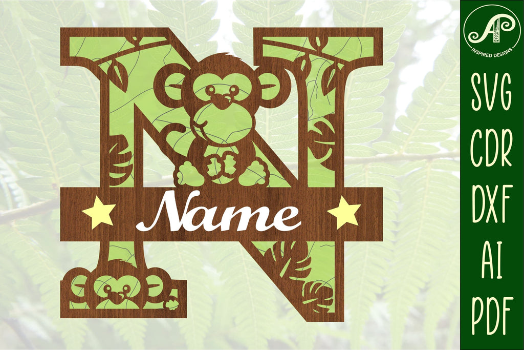 Monkey Capital Monogram Letter N SVG - So Fontsy