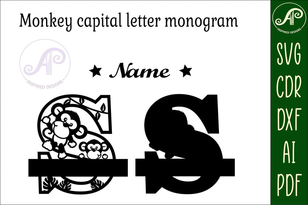 Monkey Capital Monogram Letter S SVG - So Fontsy