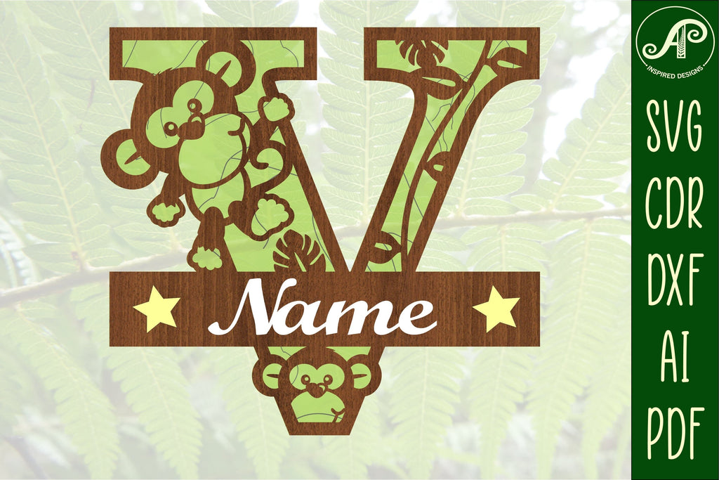 Monkey Capital Monogram Letter V SVG - So Fontsy