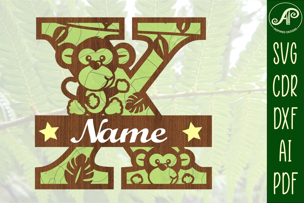 Monkey Capital Monogram Letter X SVG - So Fontsy