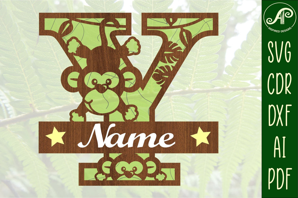 Monkey Capital Monogram Letter Y SVG - So Fontsy