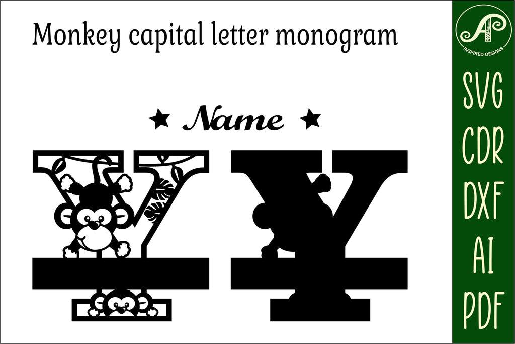 Monkey Capital Monogram Letter Y SVG - So Fontsy