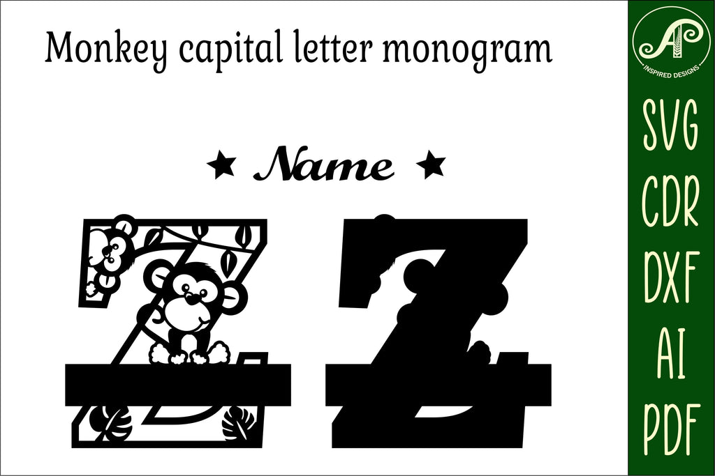 Monkey Capital Monogram Letter Z SVG - So Fontsy