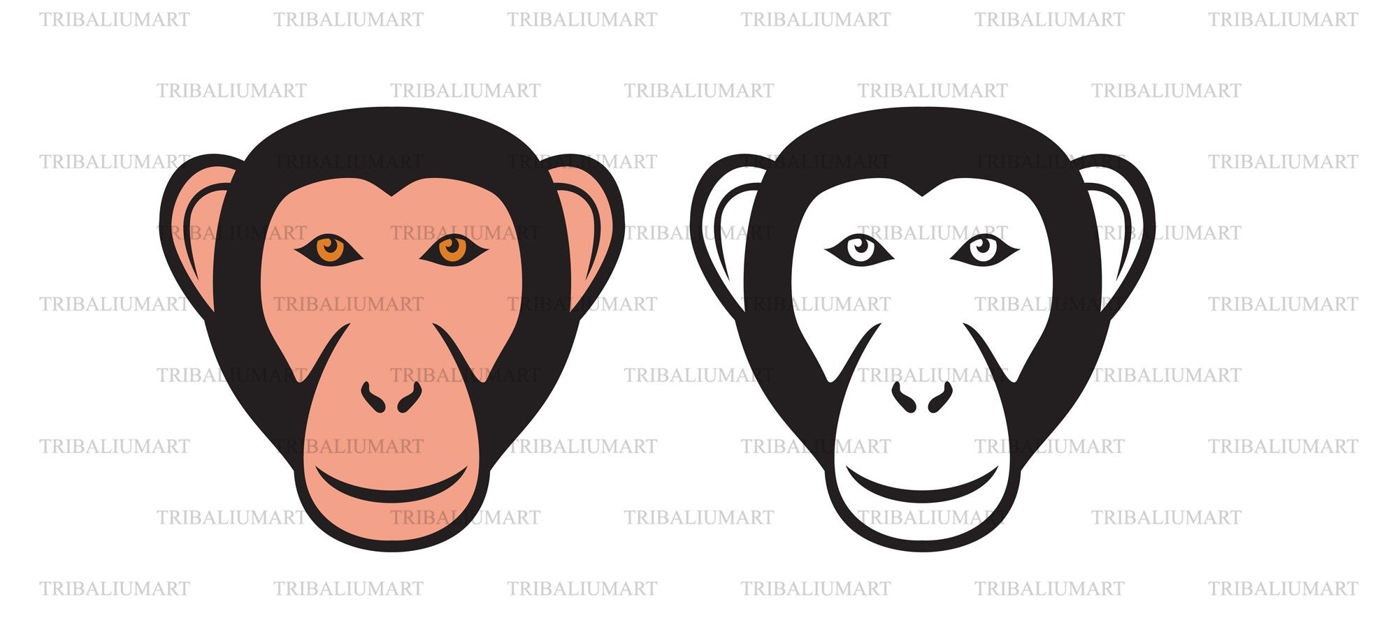 Monkey face. Cut files for Cricut (eps, svg, pdf, png, dxf, jpeg). - So ...
