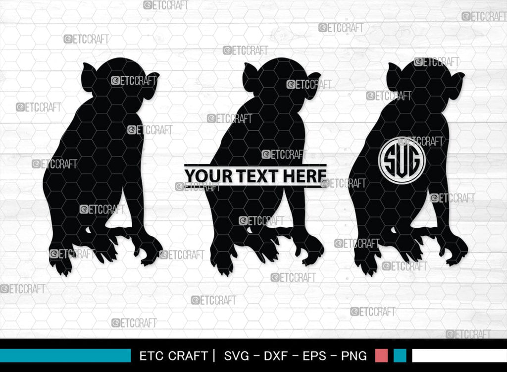 Monkey Monogram, Monkey Silhouette, Monkey SVG, Chimpanzee Svg, Gorilla ...