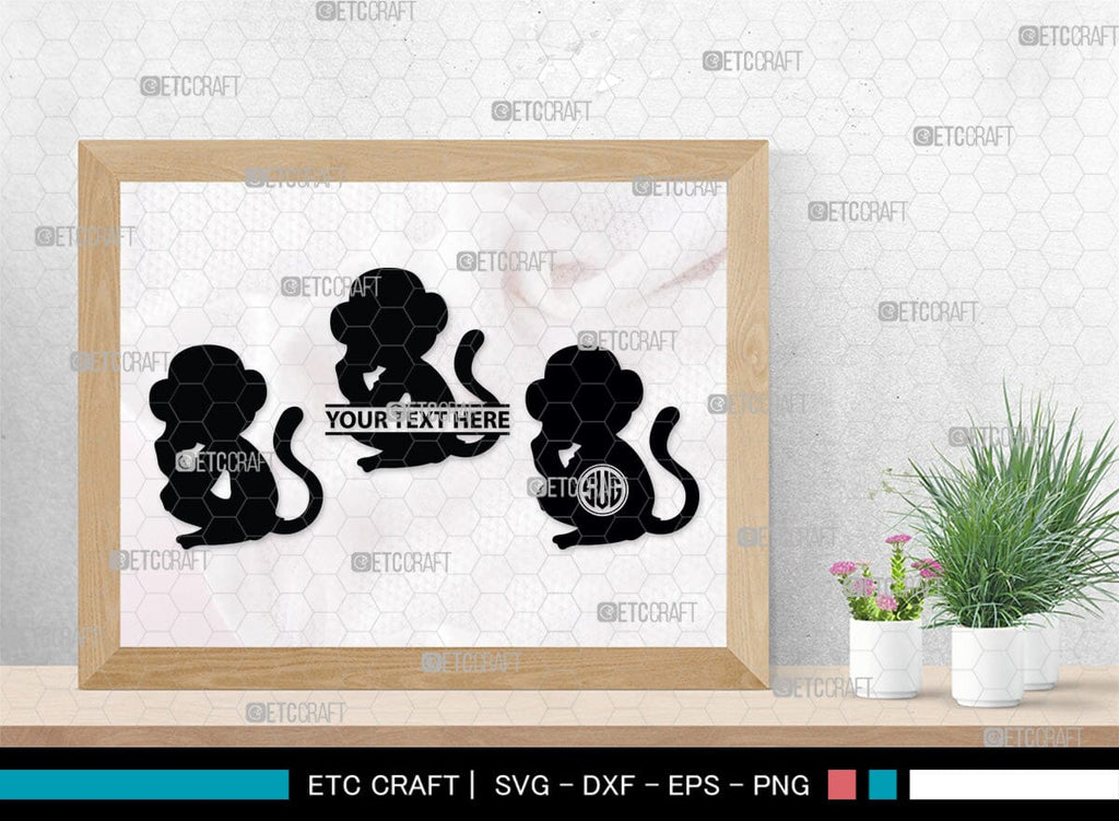 Monkey Monogram, Monkey Silhouette, Monkey SVG, Chimpanzee Svg, Gorilla ...