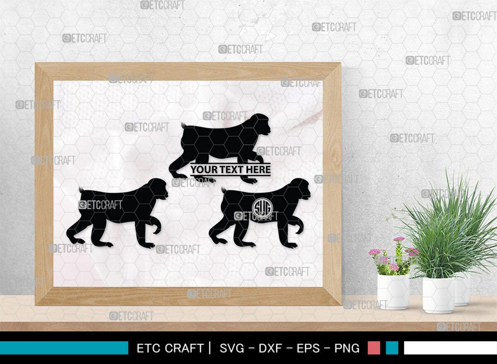 Monkey Monogram, Monkey Silhouette, Monkey SVG, Chimpanzee Svg, Gorilla ...